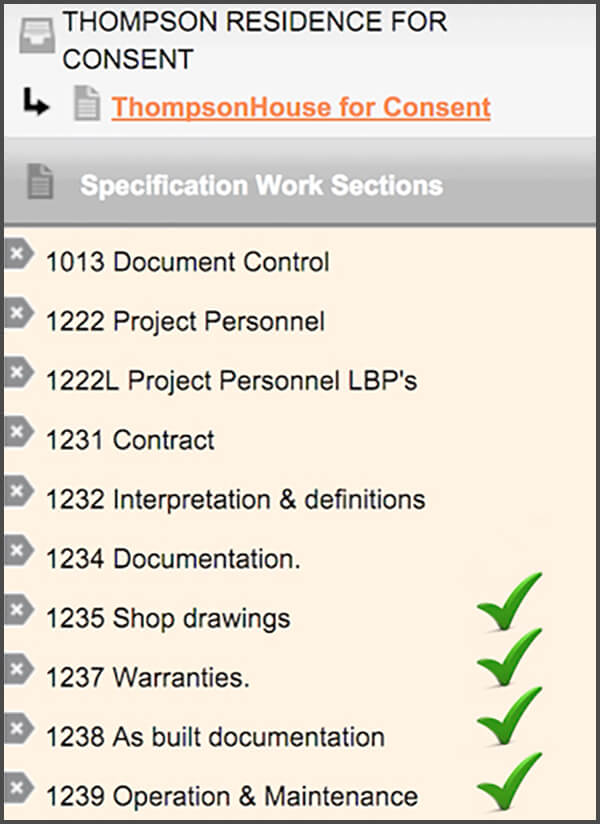 Masterspec Scheduling Sections - Masterspec